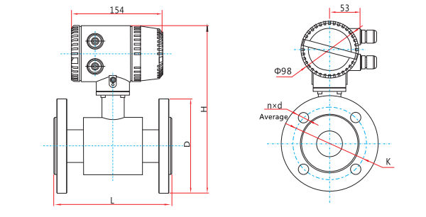 Electromagnetic flowmeter overall dimension - Just Measure it