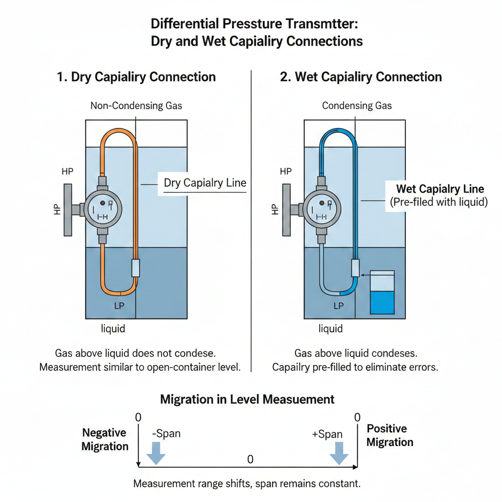 Differential Pressure Transmitter: Dry and Wet Capillary Connections ...